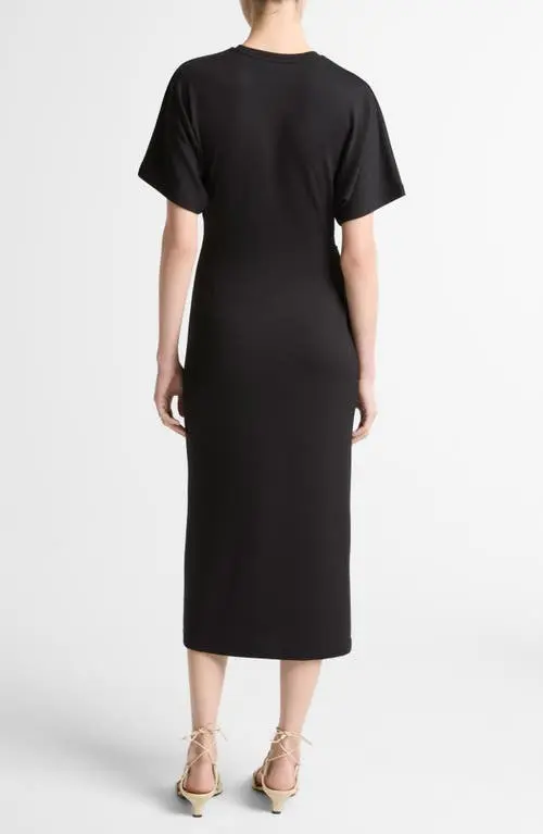 Vince Side Ruched Midi Dress - Black