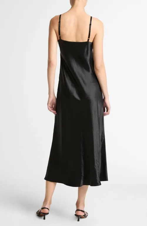 Vince Midi Satin Slipdress - Black