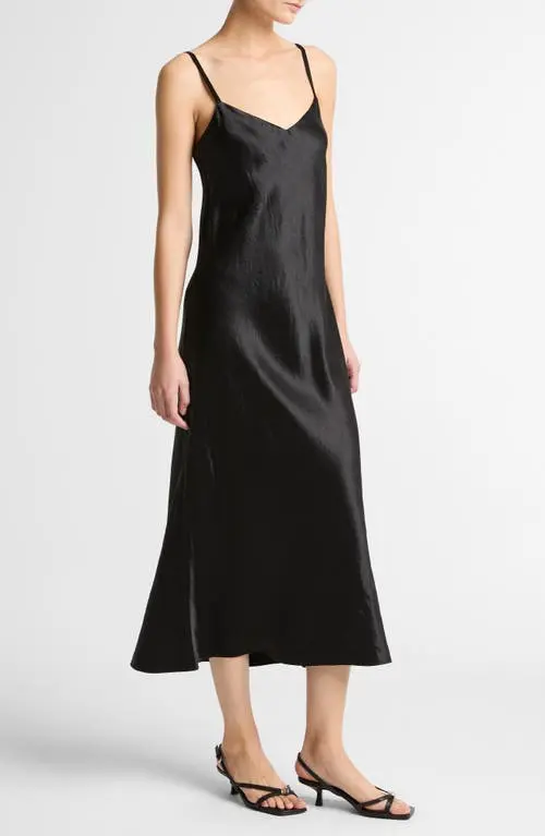 Vince Midi Satin Slipdress - Black