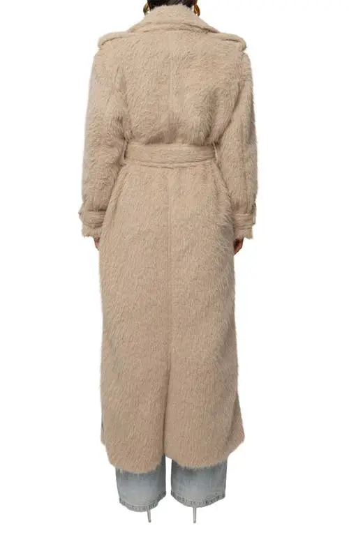 JLUXLABEL Faux Fur Longline Coat - Beige