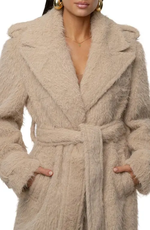 JLUXLABEL Faux Fur Longline Coat - Beige