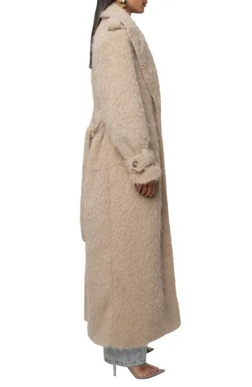 JLUXLABEL Faux Fur Longline Coat - Beige