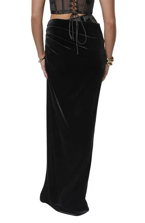 JLUXLABEL Velvet & Lace Maxi Skirt - Black