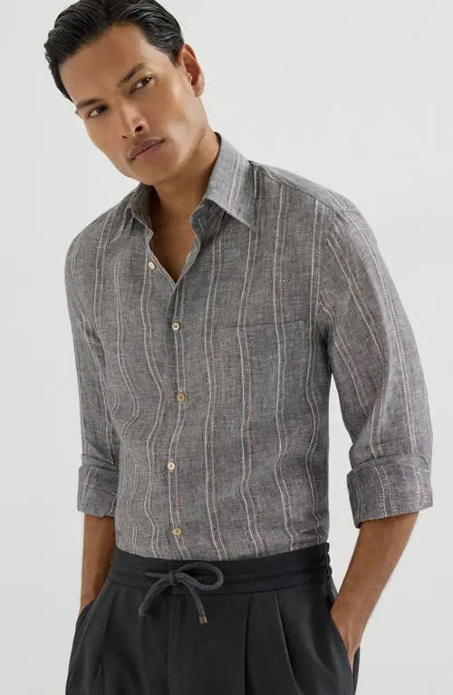 Brunello Cucinelli Shirt With Chest Pocket - Grey