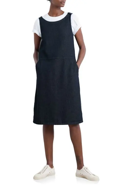 SEASALT CORNWALL Salt Weave Denim Pinafore Dress - Dark Wash