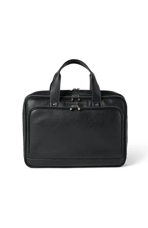 Brunello Cucinelli Grained Calfskin Briefcase - Black