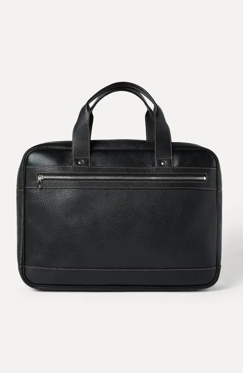 Brunello Cucinelli Grained Calfskin Briefcase With Zipper - Black