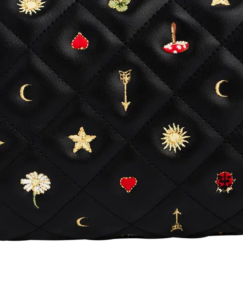 FABLE ENGLAND Quilted Celestial Embroidered Pouch