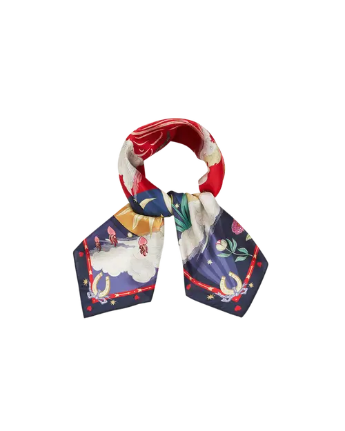FABLE ENGLAND Freya's Heart Story Square Scarf - Navy
