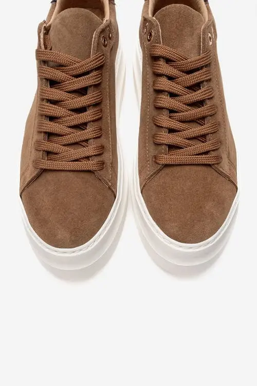 FOREVER & ALWAYS SHOES Nera Leather Sneakers - Cognac Suede