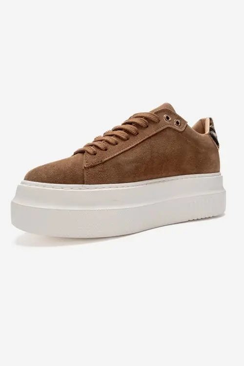 FOREVER & ALWAYS SHOES Nera Leather Sneakers - Cognac Suede