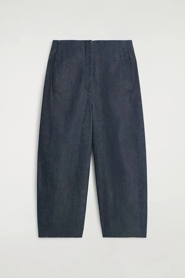 Cos Raw Denim Cropped Barrel-leg Pants