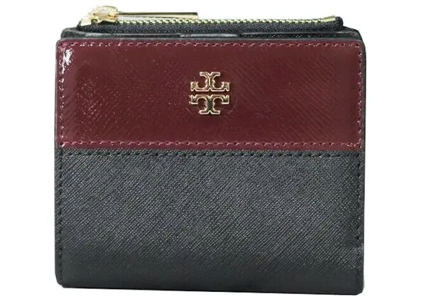 Tory Burch Emerson Wallet Coin Pouch Mini - Black/imperial Garnet/ivory