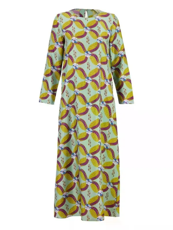 PAULA Printed Long-sleeve Maxi Dress