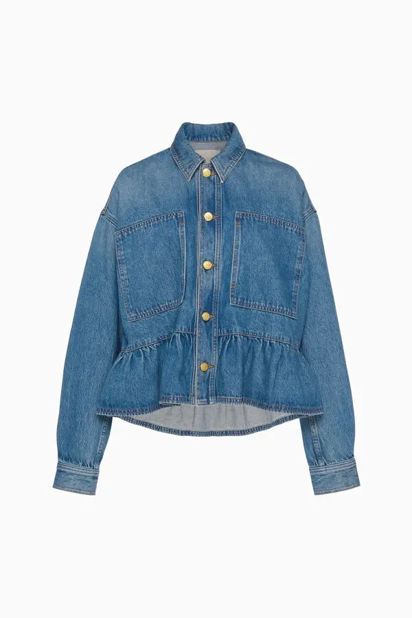 Ulla Johnson Arquette Denim Peplum Jacket
