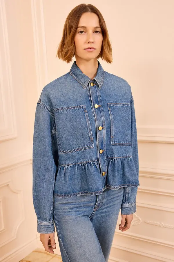 Ulla Johnson Arquette Denim Peplum Jacket