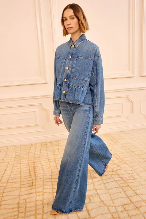 Ulla Johnson Arquette Denim Peplum Jacket