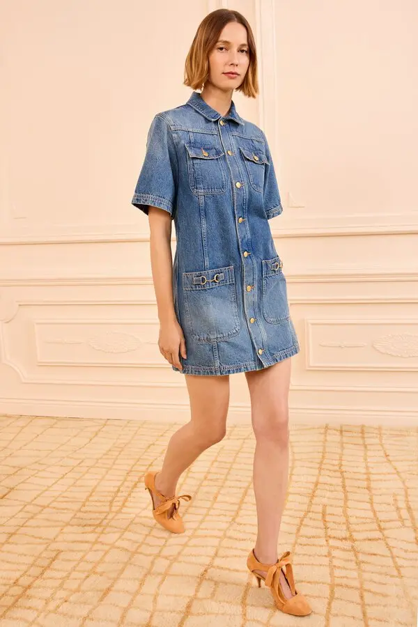 Ulla Johnson The Painters Denim Mini Dress - Danube