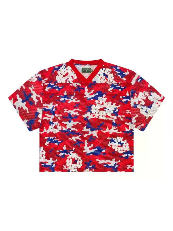 DENIM TEARS Camouflage Wreath Mesh T-shirt - Red