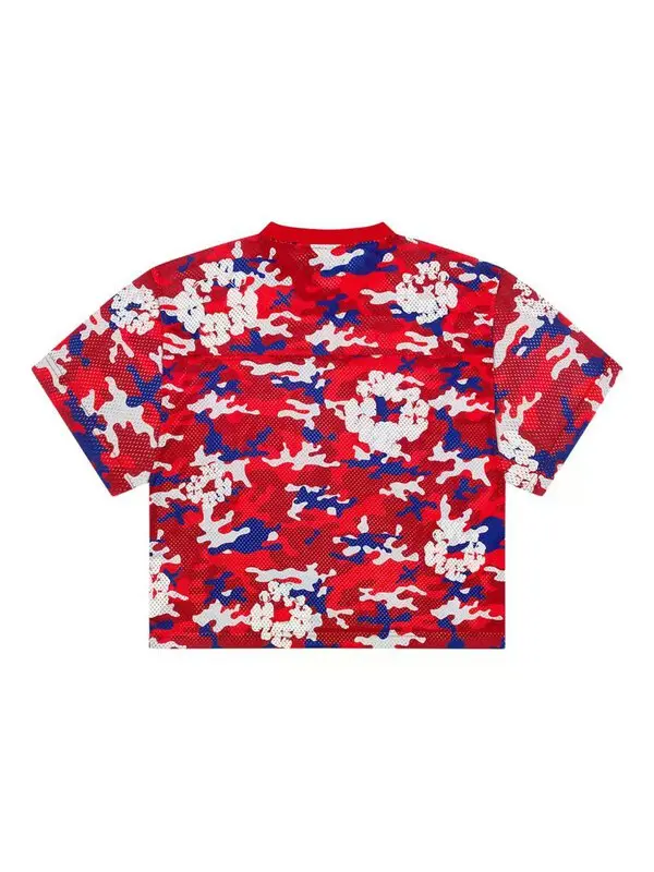 DENIM TEARS Camouflage Wreath Mesh T-shirt - Red