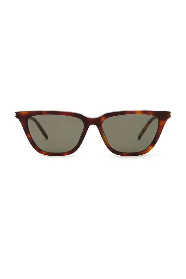 Saint Laurent Thin Acetate Cat Eye Sunglasses - Havana & Grey