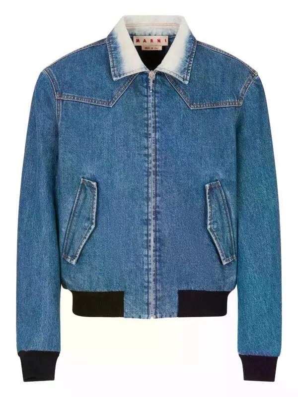 Marni Denim Bomber Jacket With Degradé Collar