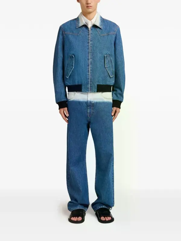 Marni Denim Bomber Jacket With Degradé Collar