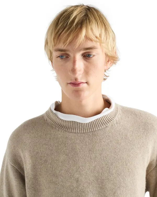 Prada Re-cashmere Crew-neck Sweater - Neutral