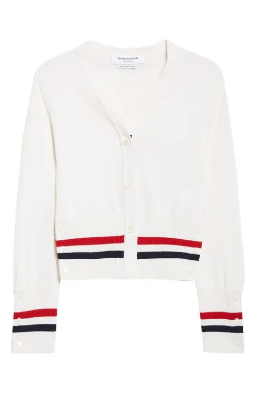 Thom Browne Shrunken Cashmere Cardigan - White