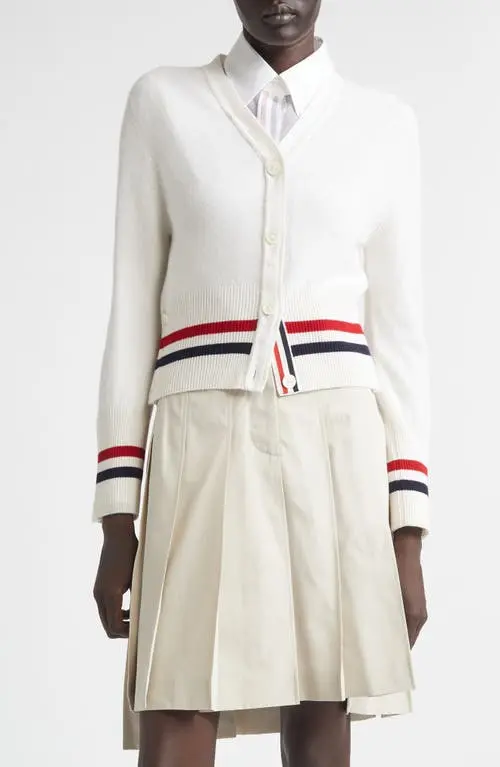 Thom Browne Shrunken Cashmere Cardigan - White