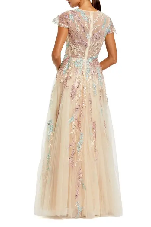Mac Duggal Embellished Net Wrap Gown