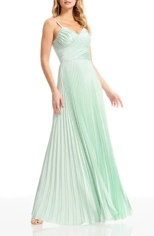 Dress The Population Pleated Satin Gown - Mint