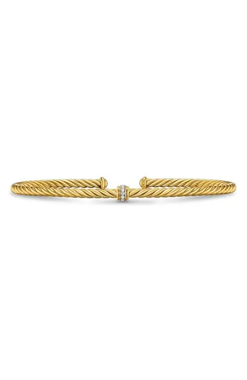 David Yurman 18k Cablespira® Diamond Cuff Bracelet - Gold