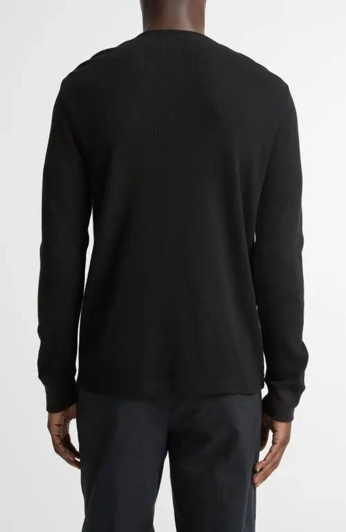 Vince Jacquard Long Sleeve Henley - Black