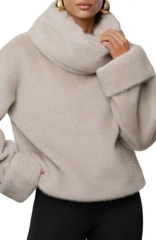JLUXLABEL Faux Fur Turtleneck Pullover - Gray