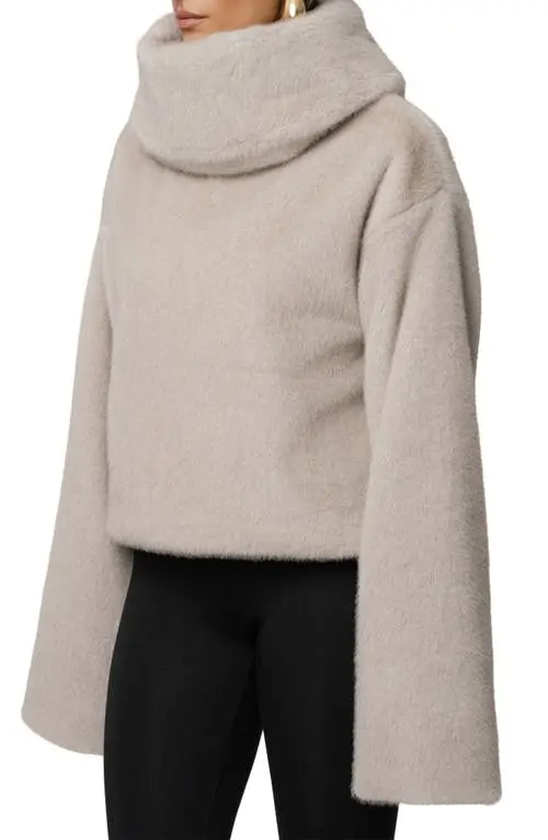 JLUXLABEL Faux Fur Turtleneck Pullover - Gray
