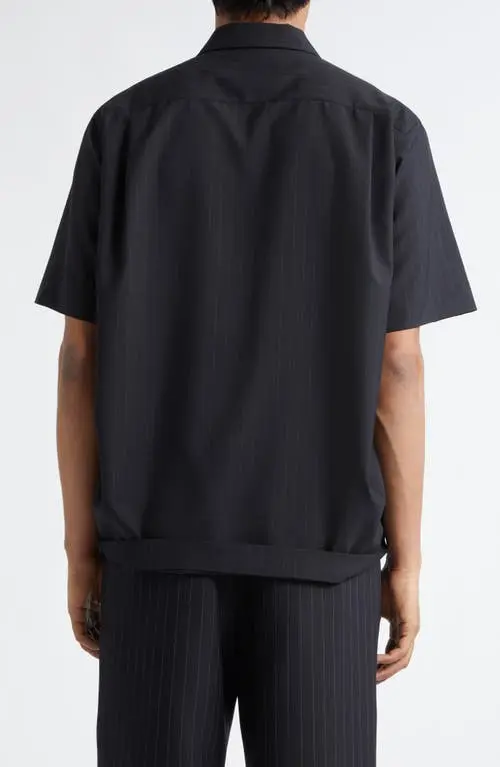 Sacai Chalk Stripe Short Sleeve Shirt - Black
