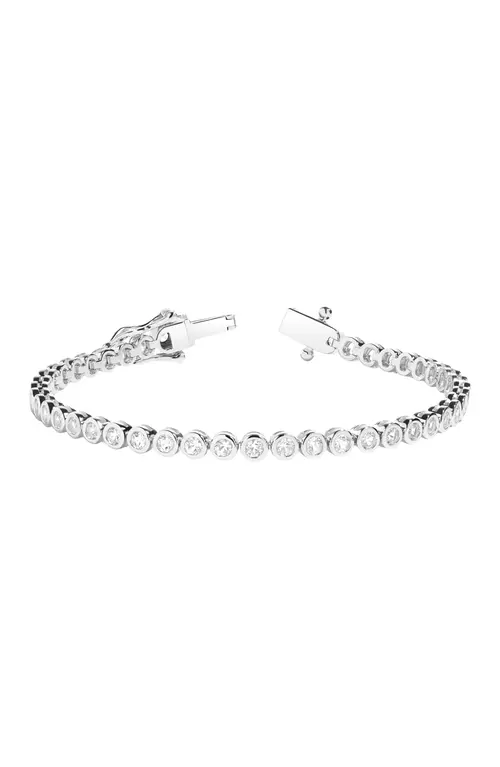 AURATE Lab Grown White Sapphire Tennis Bracelet - Stering Silver