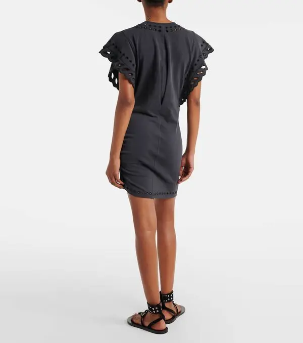 MARANT ETOILE Orlane Embroidered Cotton Minidress - Black