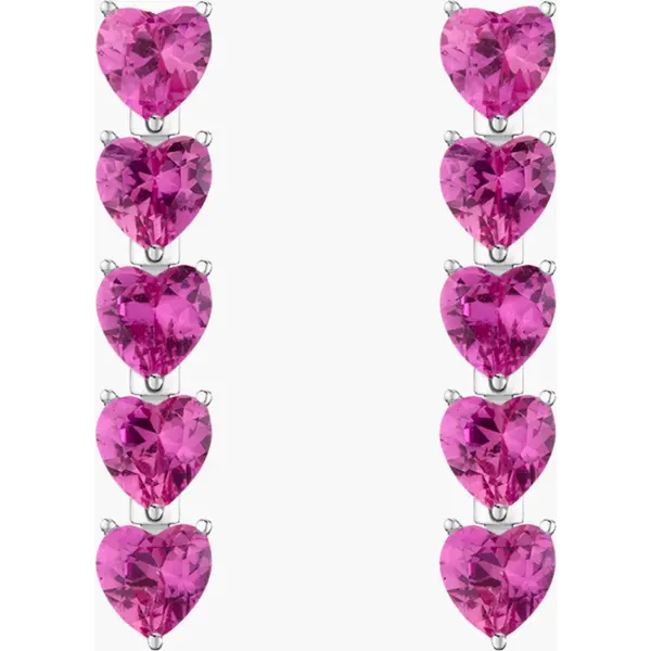 AURATE Lab Grown Heart Tennis Earrings - Pink Sapphire