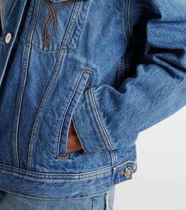 Versace Trucker Suede-trimmed Denim Jacket