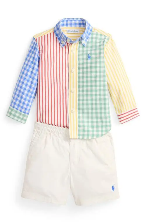 Ralph Lauren Cotton Poplin Button-down Shirt & Shorts Set - White/blue