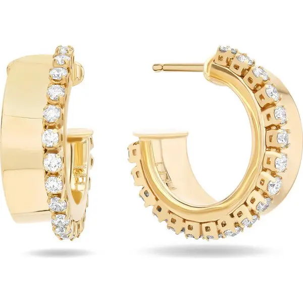 Lana Jewelry 14k Gold Diamond Hoop Earrings - Yellow Gold