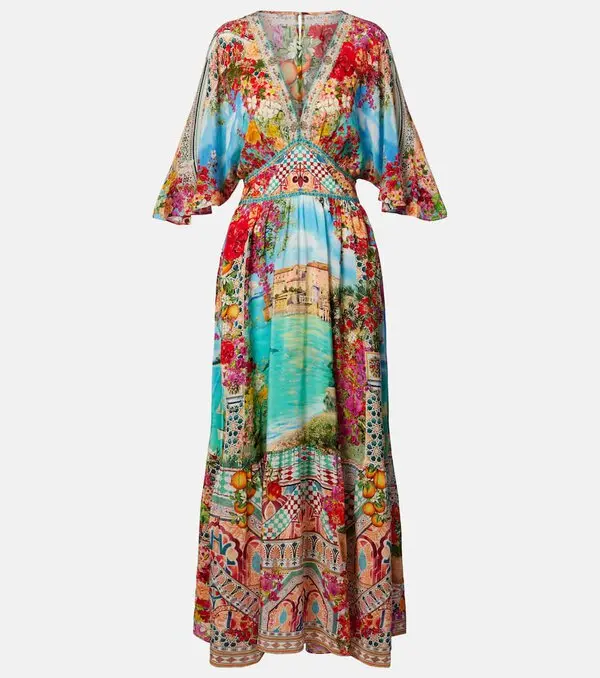 Camilla Embellished Printed Silk Maxi Dress