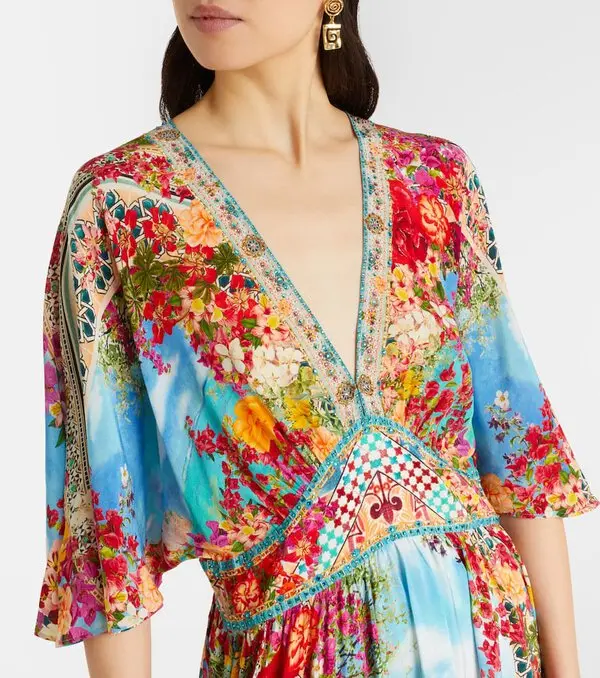 Camilla Embellished Printed Silk Maxi Dress
