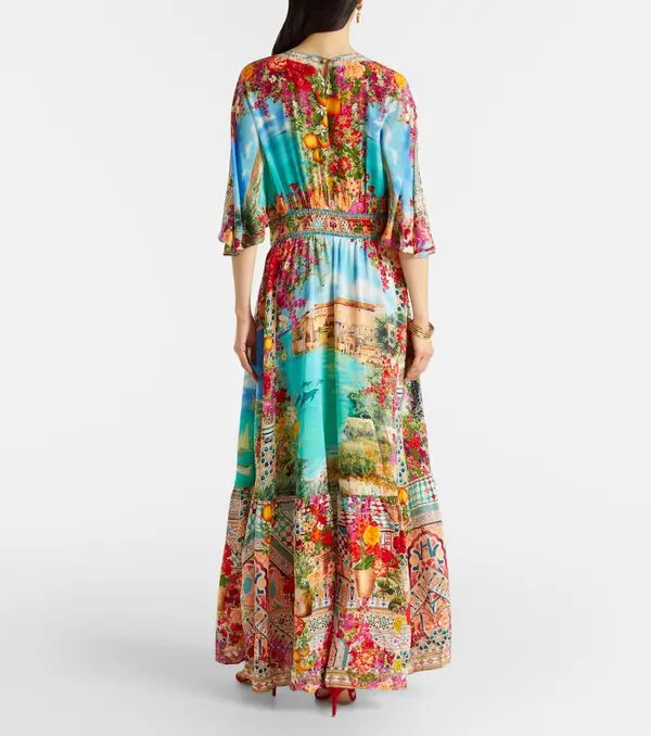 Camilla Embellished Printed Silk Maxi Dress