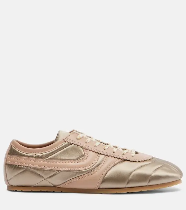 Dries Van Noten Satin And Leather Sneakers - Grey