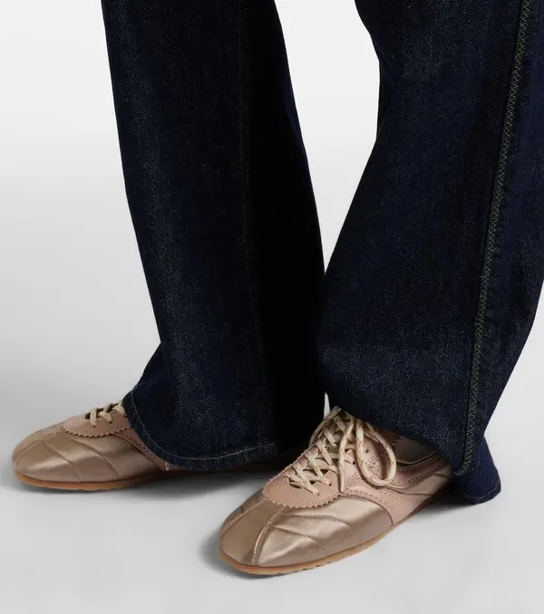 Dries Van Noten Satin And Leather Sneakers - Grey