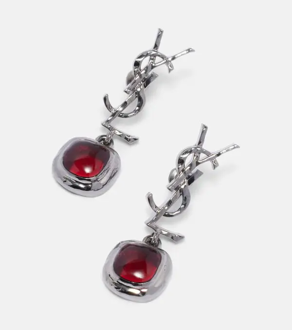 Saint Laurent Cassandre Embellished Drop Earrings