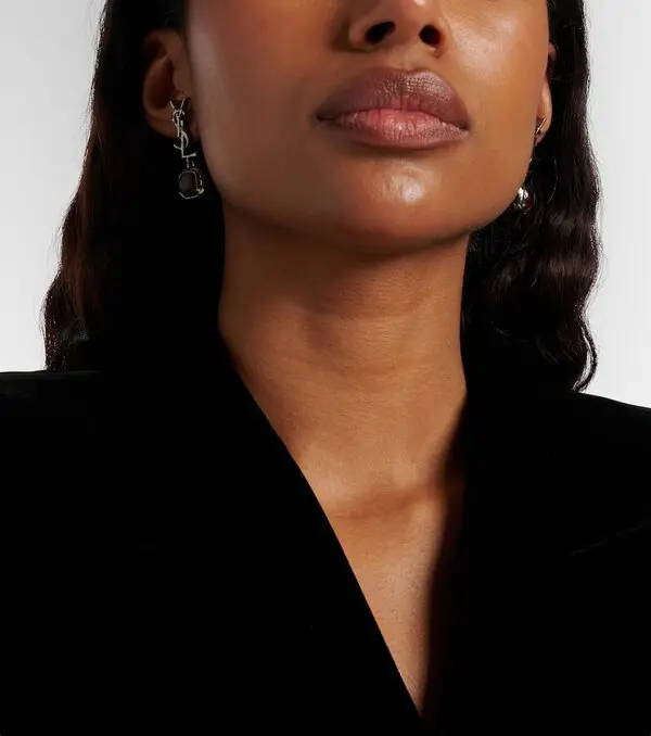 Saint Laurent Cassandre Embellished Drop Earrings